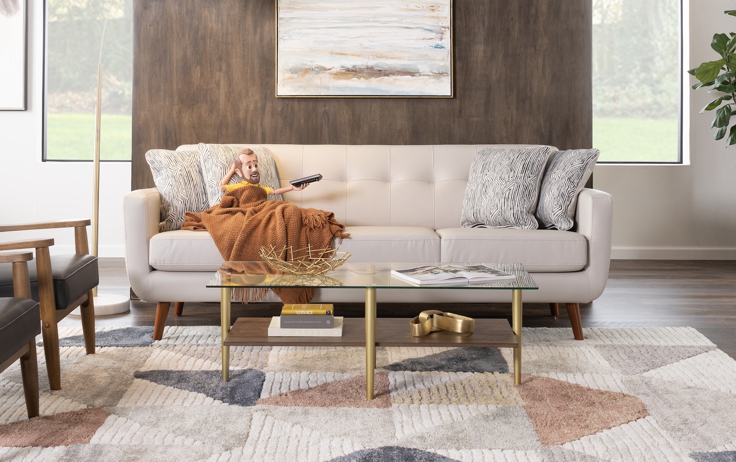 Bettie Cream Faux Leather 86 Sofa