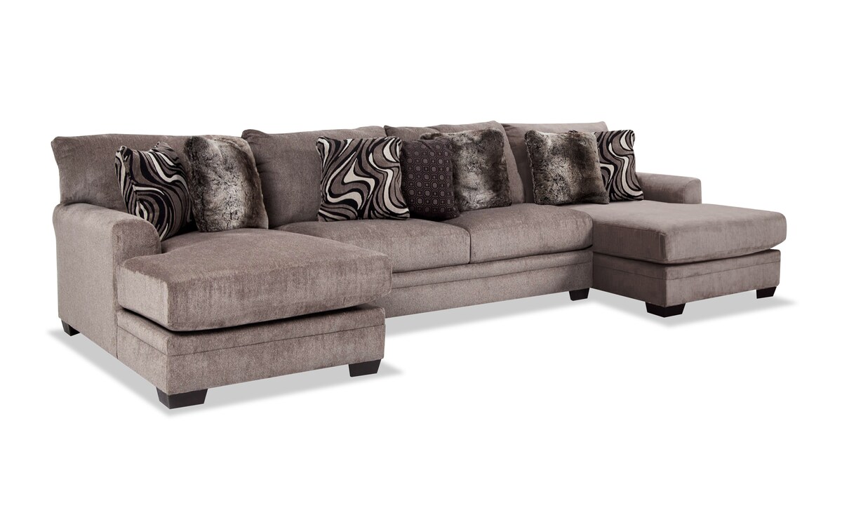 Luxe Gray 3 Piece Dual Chaise Sectional | gray_color