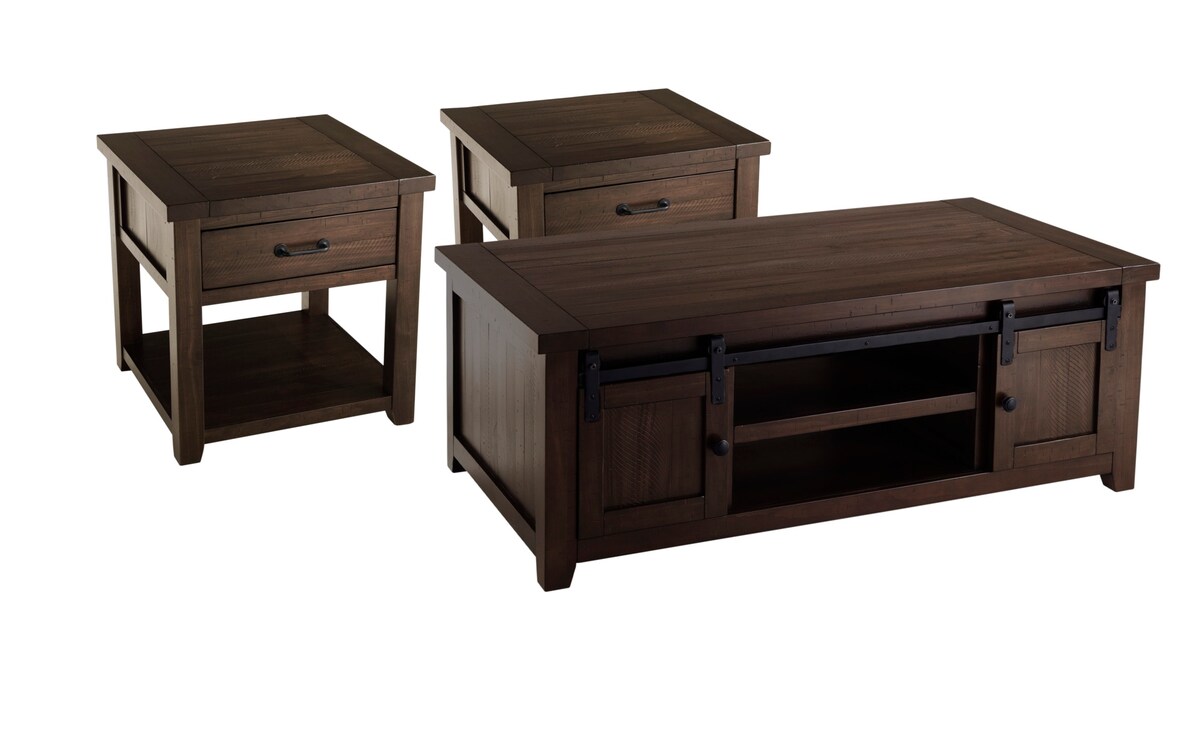 Montana 3 Piece Brown Coffee Table Set with 2 End Tables | brown_finish