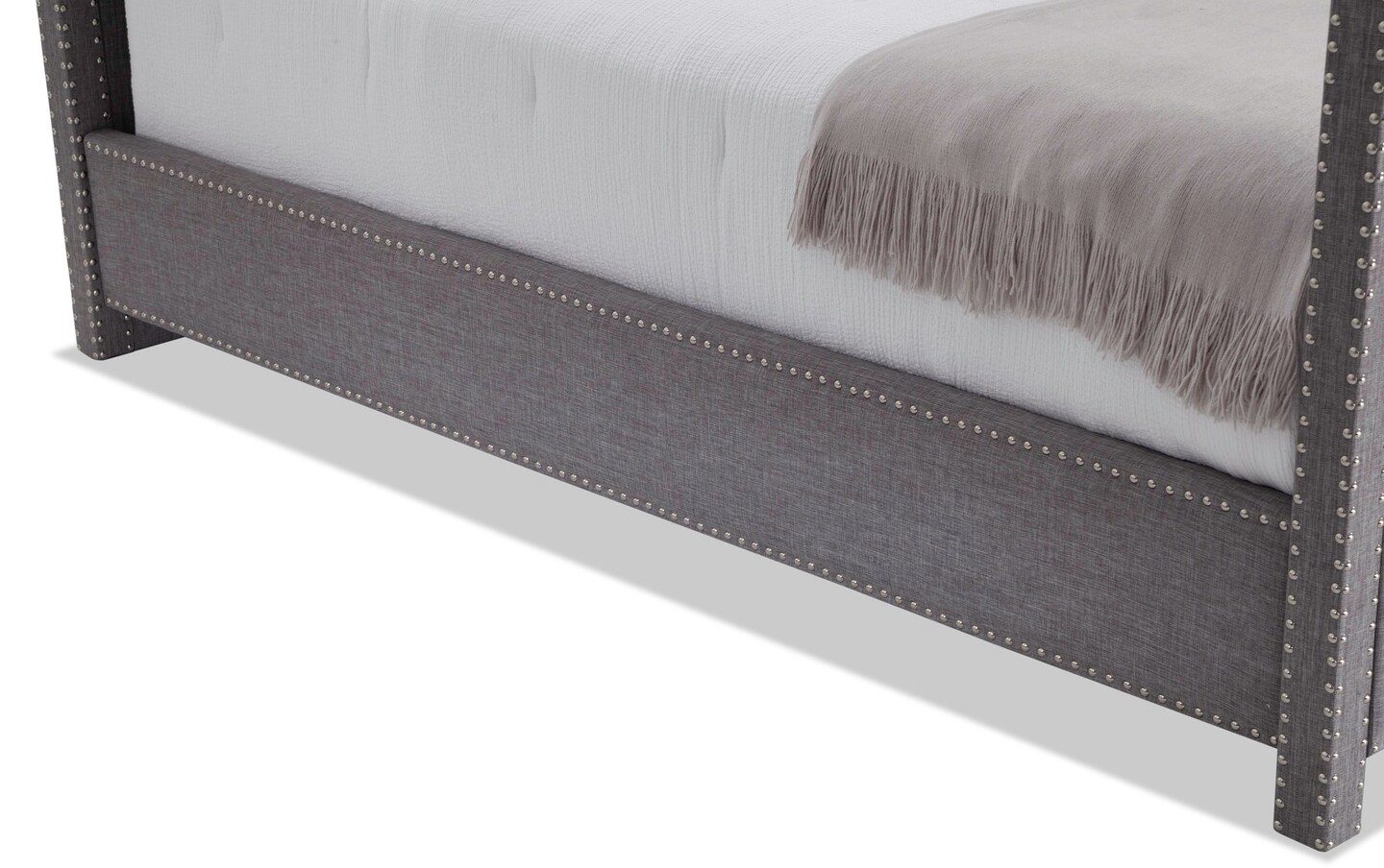 Sutton Queen Gray Upholstered Canopy Bed Bob s Discount Furniture Mattress Store