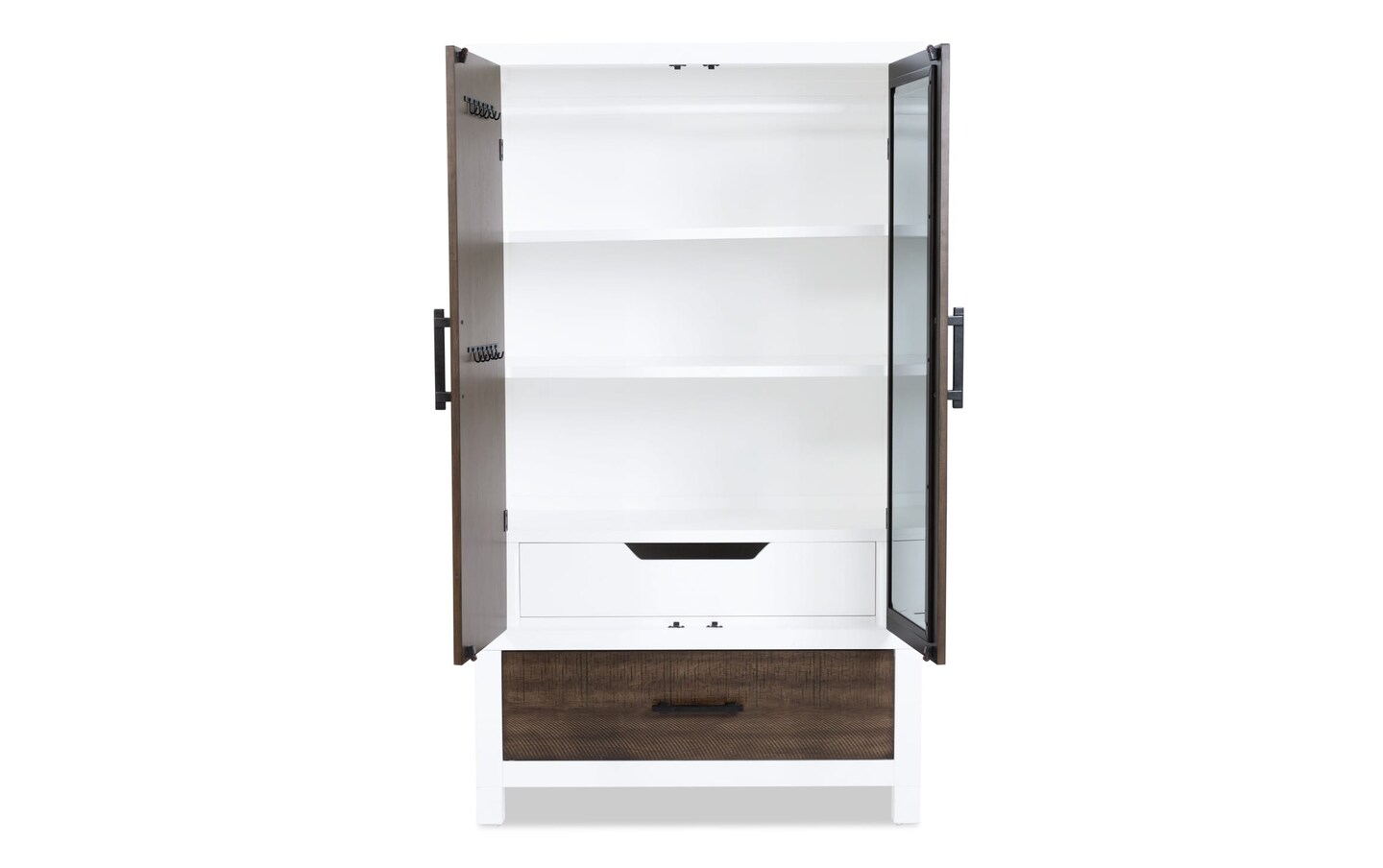 Fusion White Brown 2 Drawer Armoire