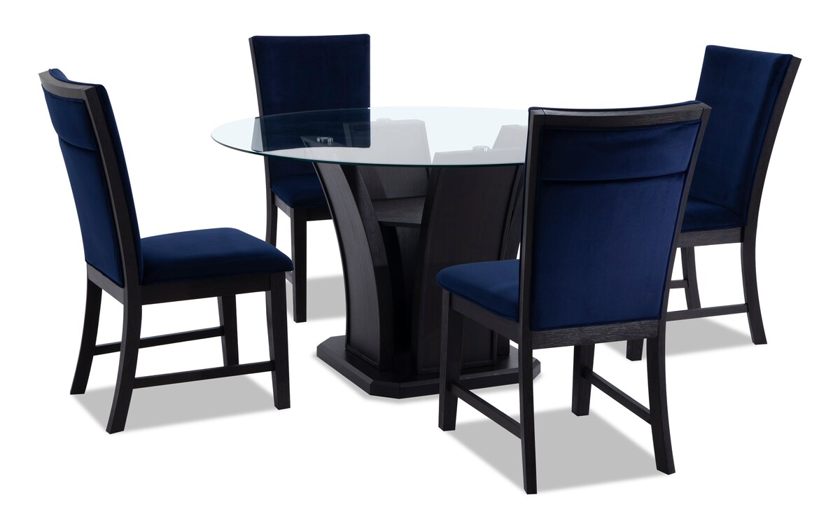 Cosmopolitan Round Navy 5 Piece Dining Set | navy_color