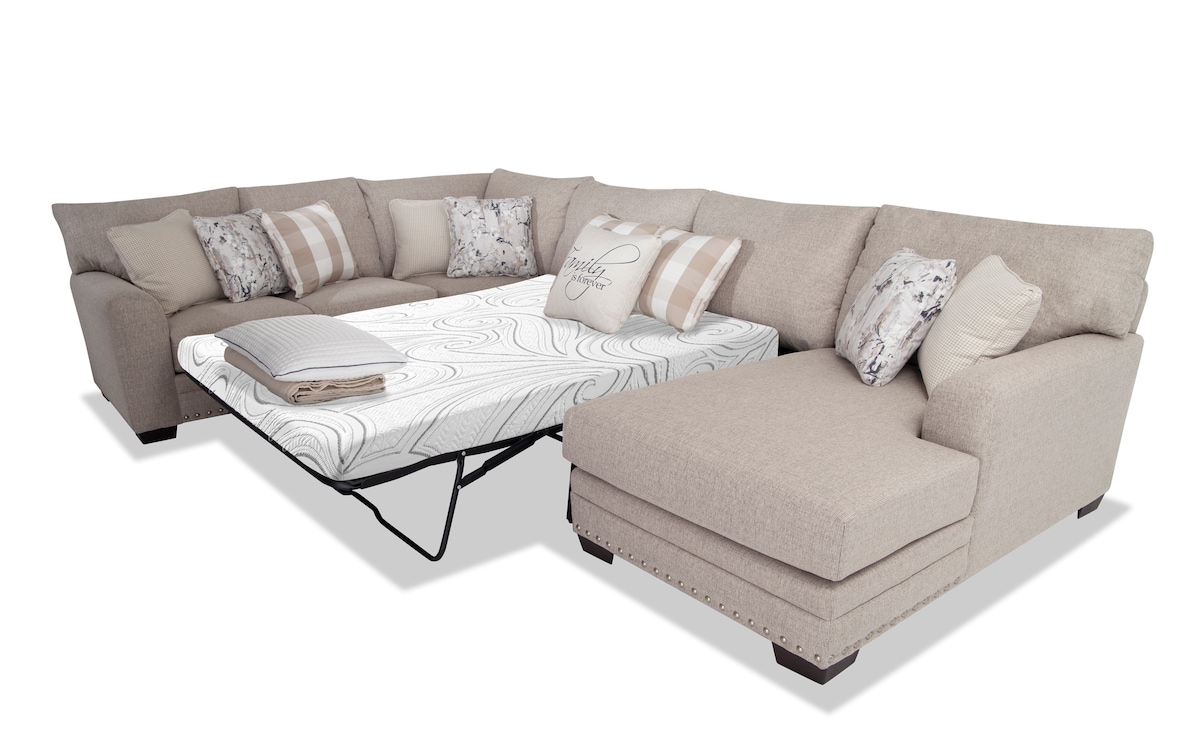 Cottage Chic Beige 4 Piece Left Arm Facing Bob-O-Pedic Cooling Queen ...