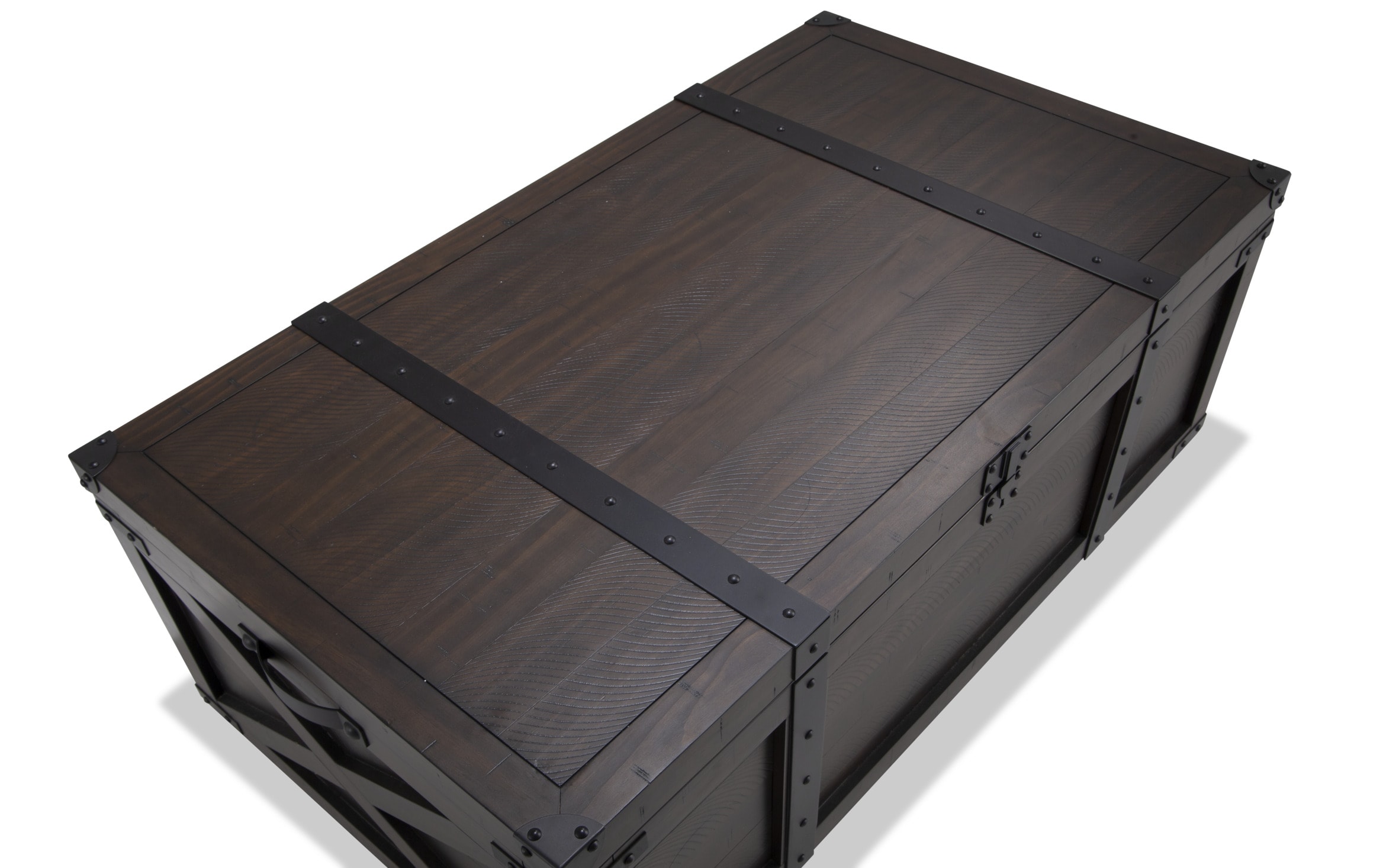 Montana 3 Piece Brown Trunk Coffee Table Set with 2 Chairside Tables ...