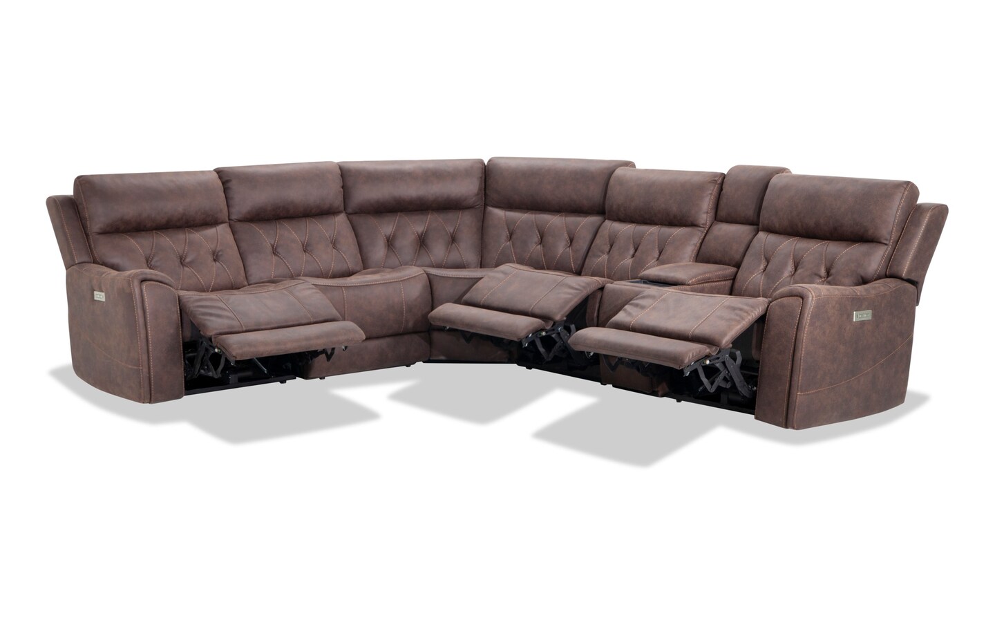 Canyon Walnut 126 Power Reclining 6 Piece Sectional with Power Headrest