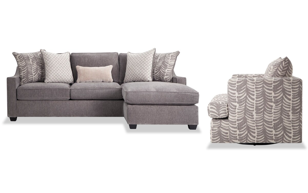 Willow Gray 96'' Chofa & Swivel Chair | Bob's Discount Furniture ...