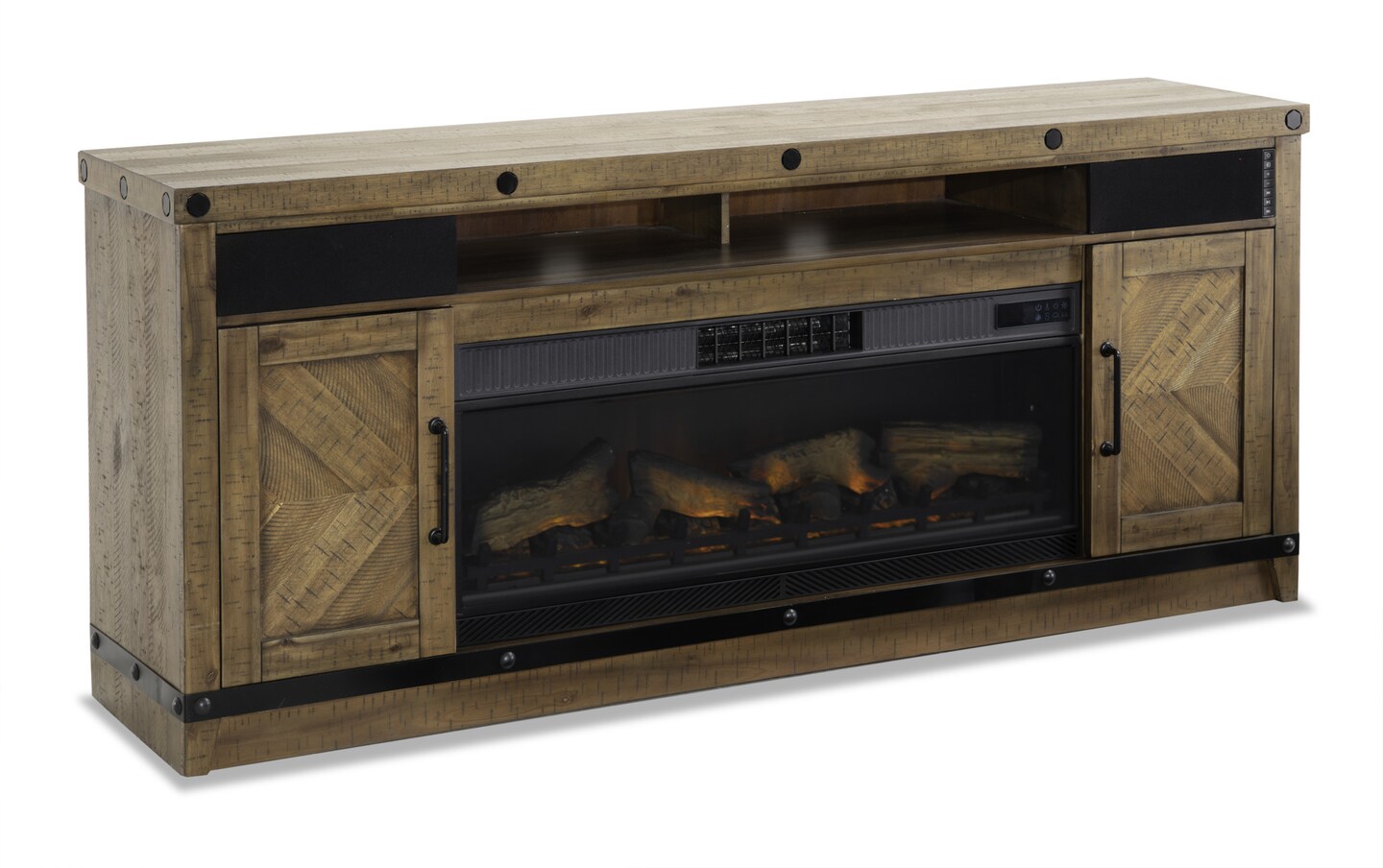 Sonoma 74.6 Natural Fully Assembled Electric Fireplace and TV Stand Bob s Discount Furniture Mattress Store