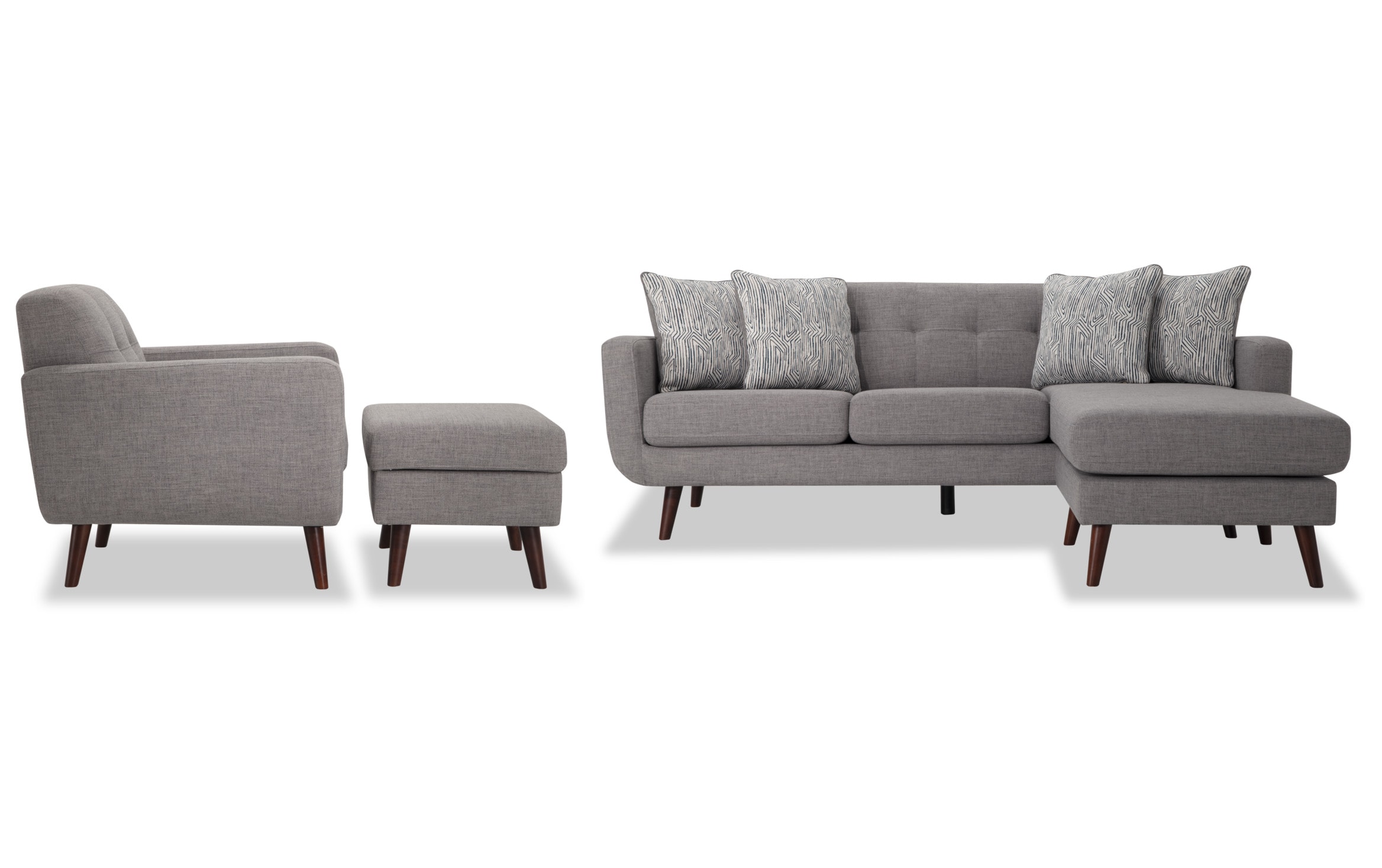 Bettie Steel Gray Chofa, Chair & Storage Ottoman | gray_color
