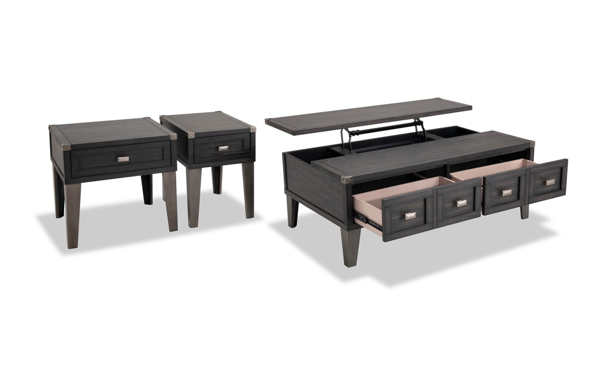 Wentworth 3 Piece Black Lift-Top Coffee Table Set with 1 End Table and ...
