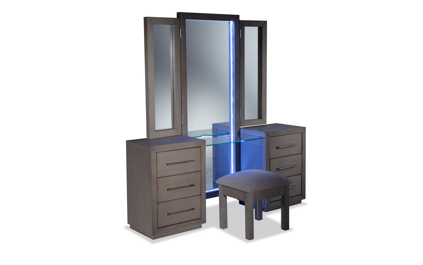 Cosmopolitan Gray 6 Drawer Vanity Set