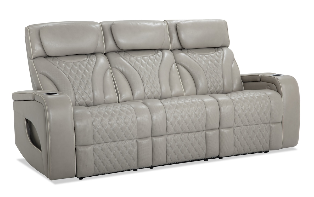 Premier Leather Power Reclining Sofa & Console Loveseat | pearl_color ...