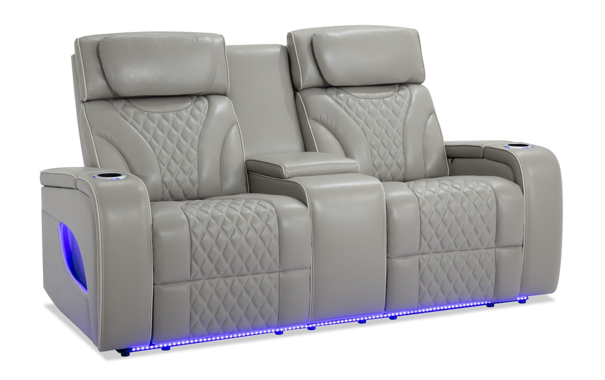 Premier Leather Power Reclining Sofa & Console Loveseat | pearl_color ...