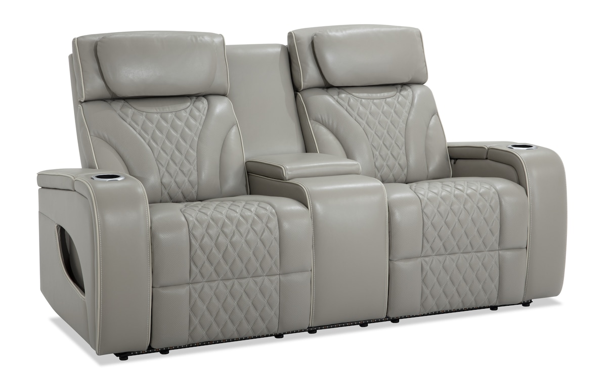 Premier Leather Power Reclining Sofa & Console Loveseat | pearl_color ...
