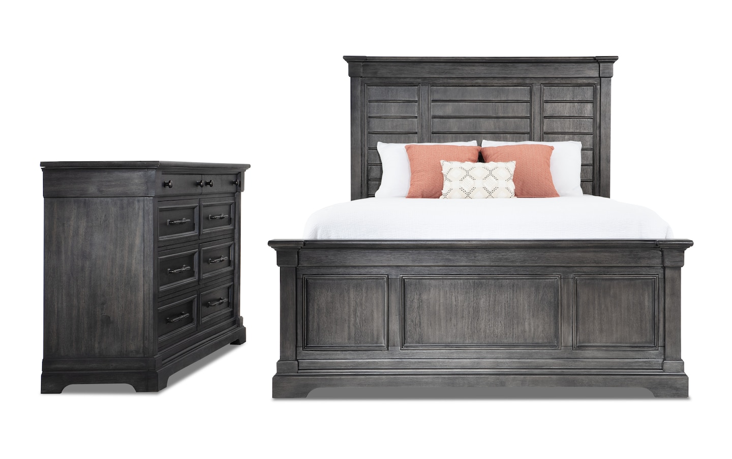 Laurel 2 Piece King Gray Panel Bedroom Set