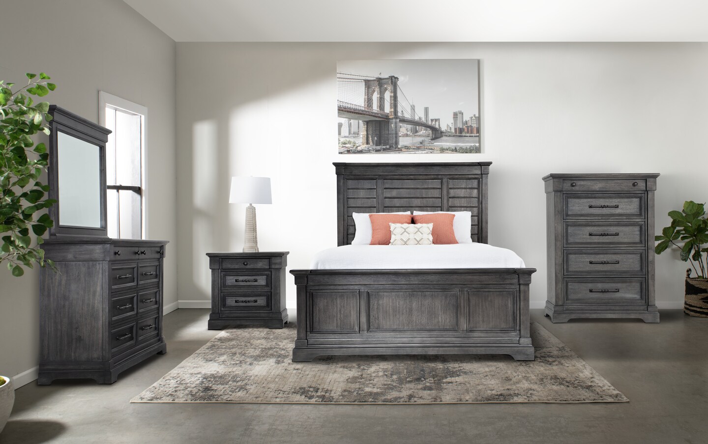Laurel 2 Piece King Gray Panel Bedroom Set Bob s Discount Furniture Mattress Store