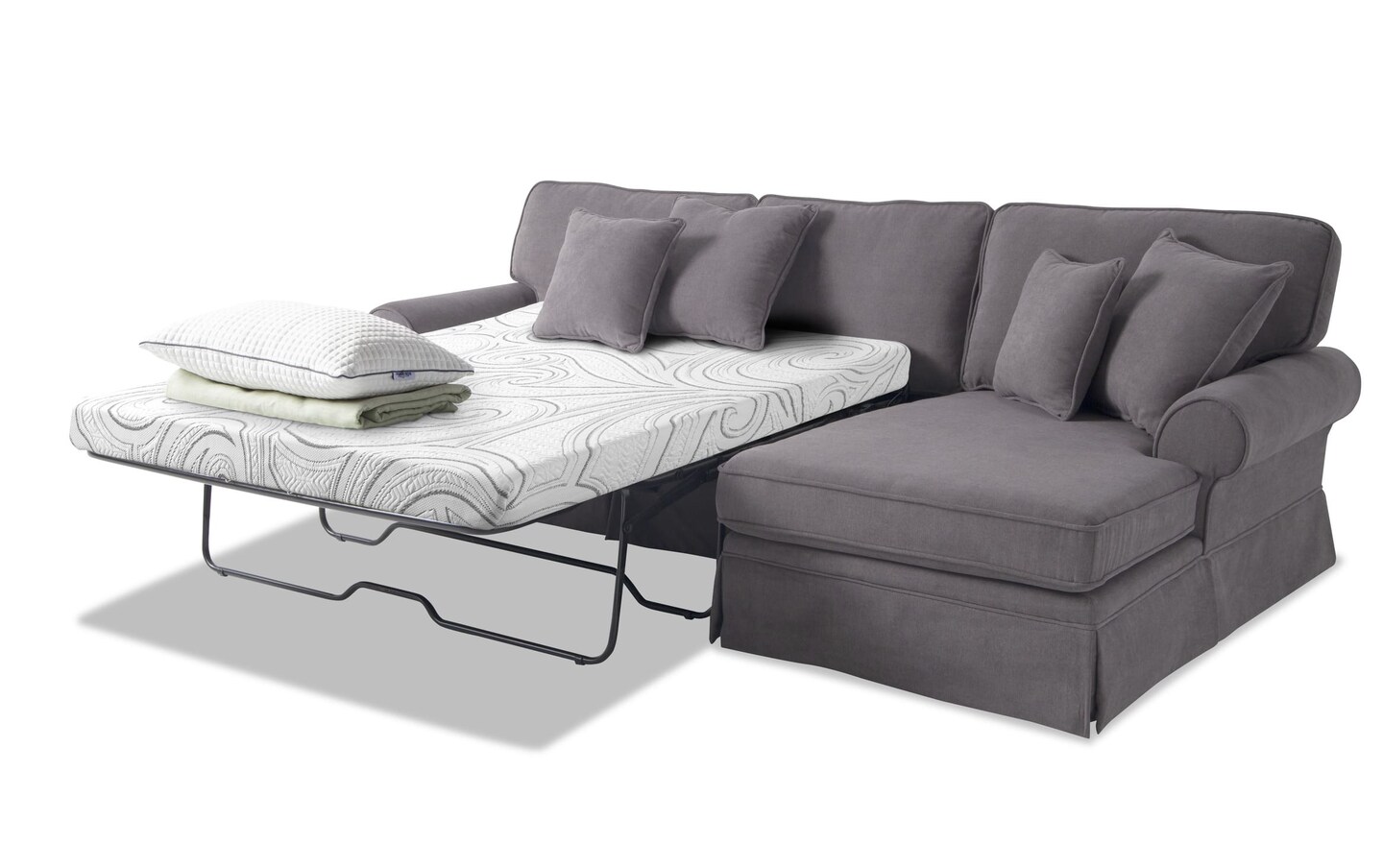 Katie Gray 2 Piece Right Arm Facing Full Cooling Bob O Pedic Sleeper Sectional Bob s Discount Furniture Mattress Store