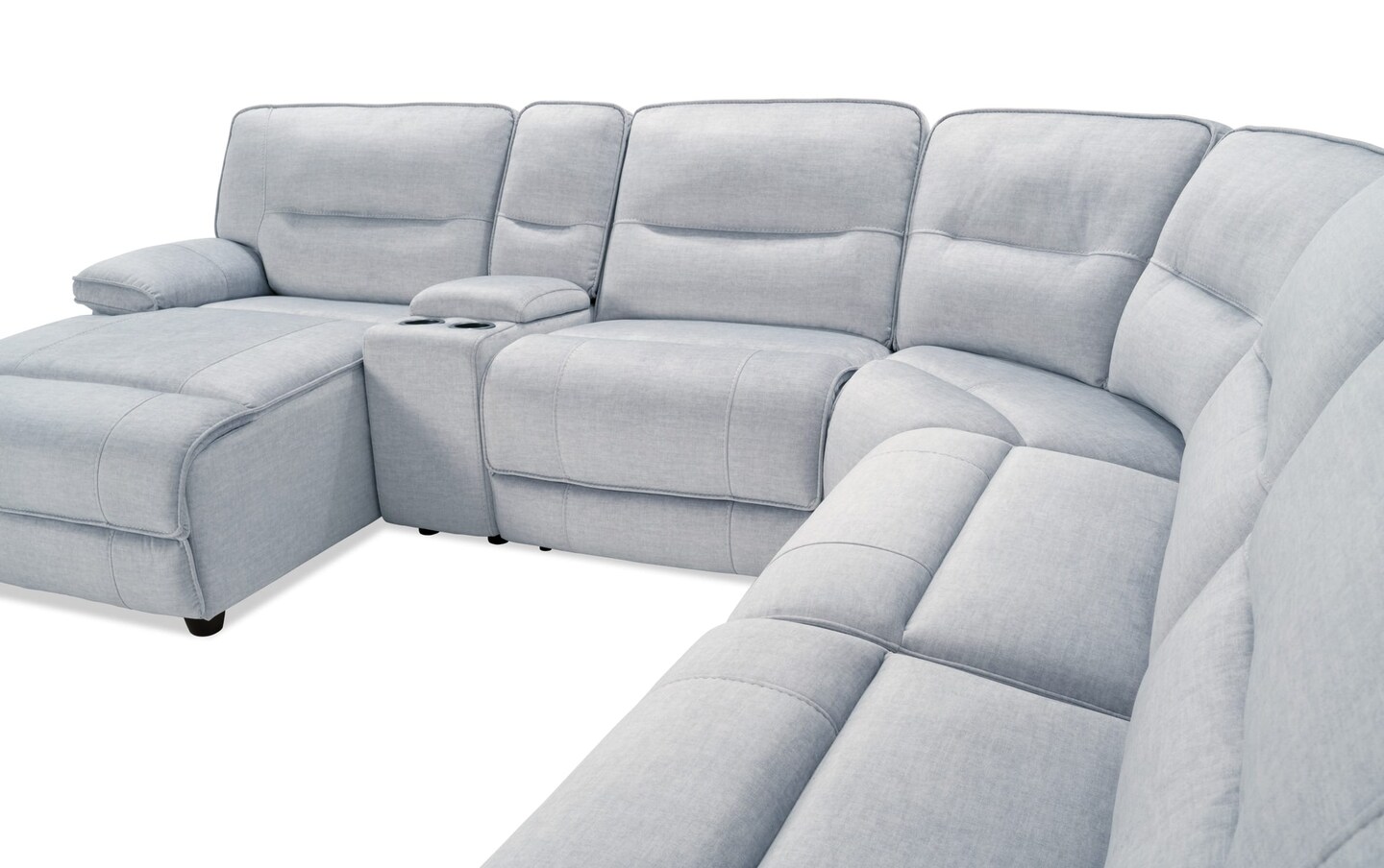 Pacifica Silver 130 Power Reclining 6 Piece Left Arm Facing Chaise Sectional with USB Port Bob s Discount Furniture Mattress Store