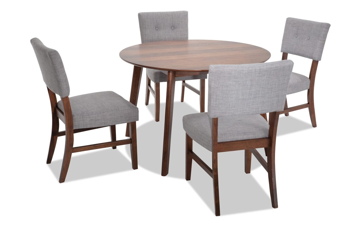 Bettie 5 Piece Round Dining Set with Gray Chairs | gray_color | Bob's ...