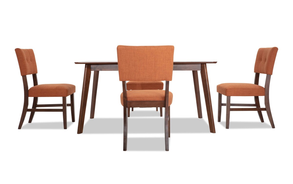 Bettie 6 Piece Dining Set with Rust Chairs and Rust Bench | orange_color