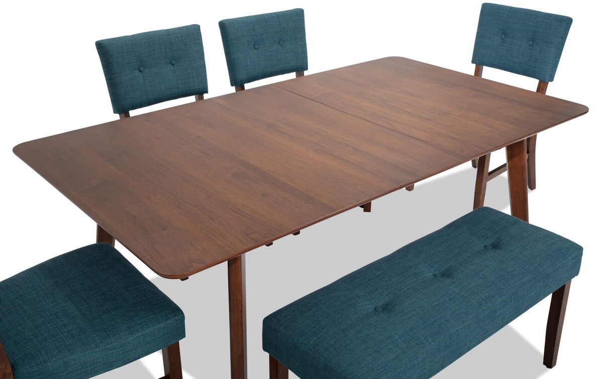 Bettie 6 Piece Dining Set with Teal Chairs and Teal Bench | teal_color