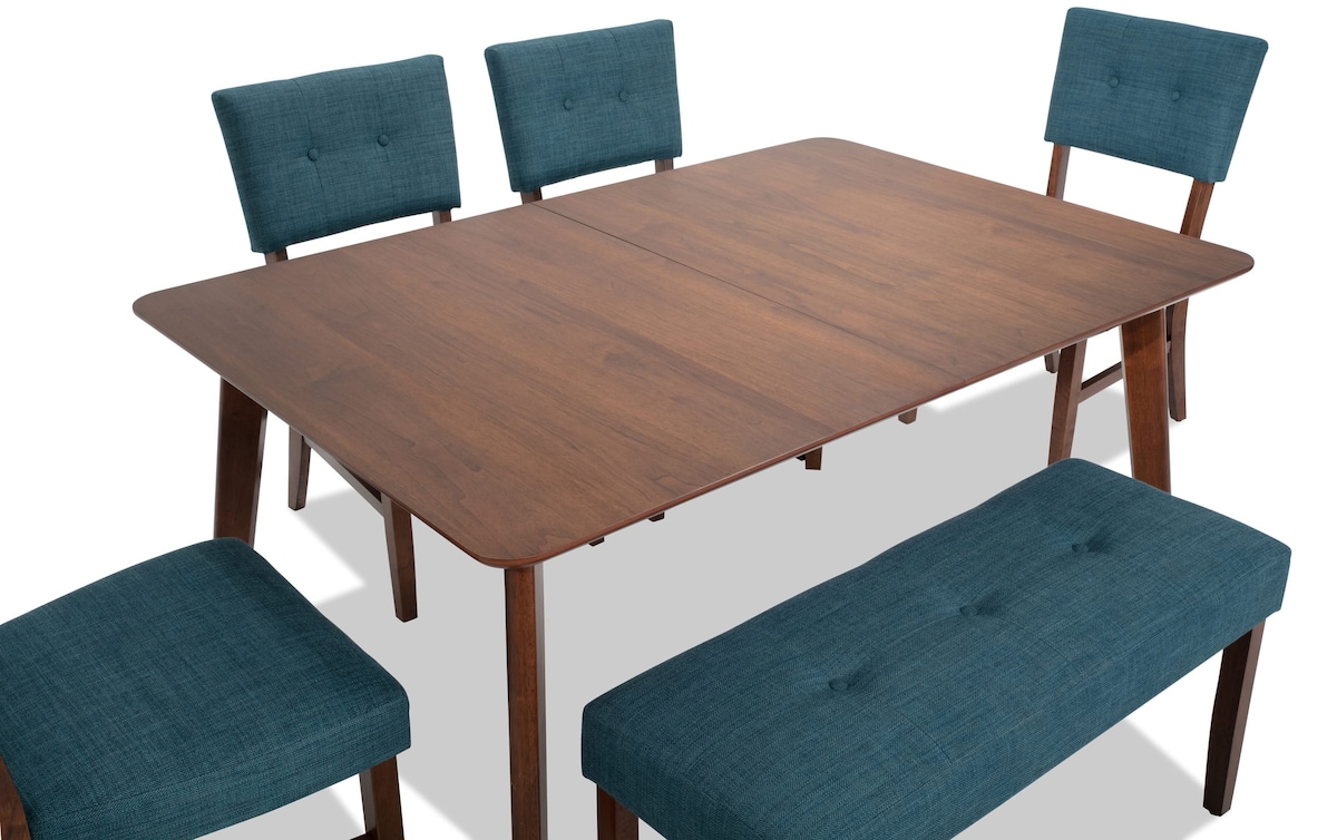 Bettie 6 Piece Dining Set with Teal Chairs and Teal Bench | teal_color