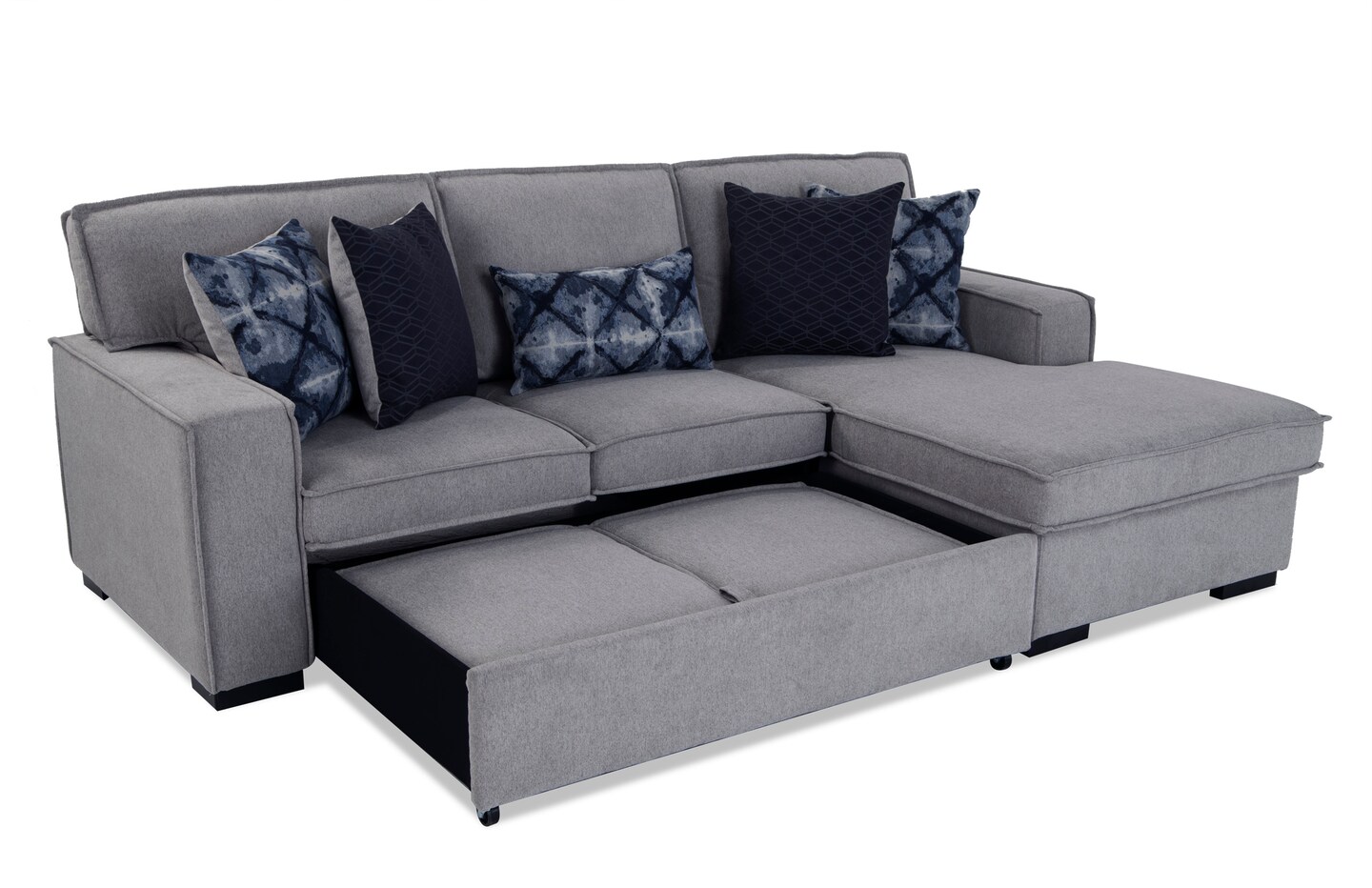 Playscape Gray 94 2 Piece Right Arm Facing Pop Up Sleeper Chaise Sectional Bob s Discount Furniture Mattress Store