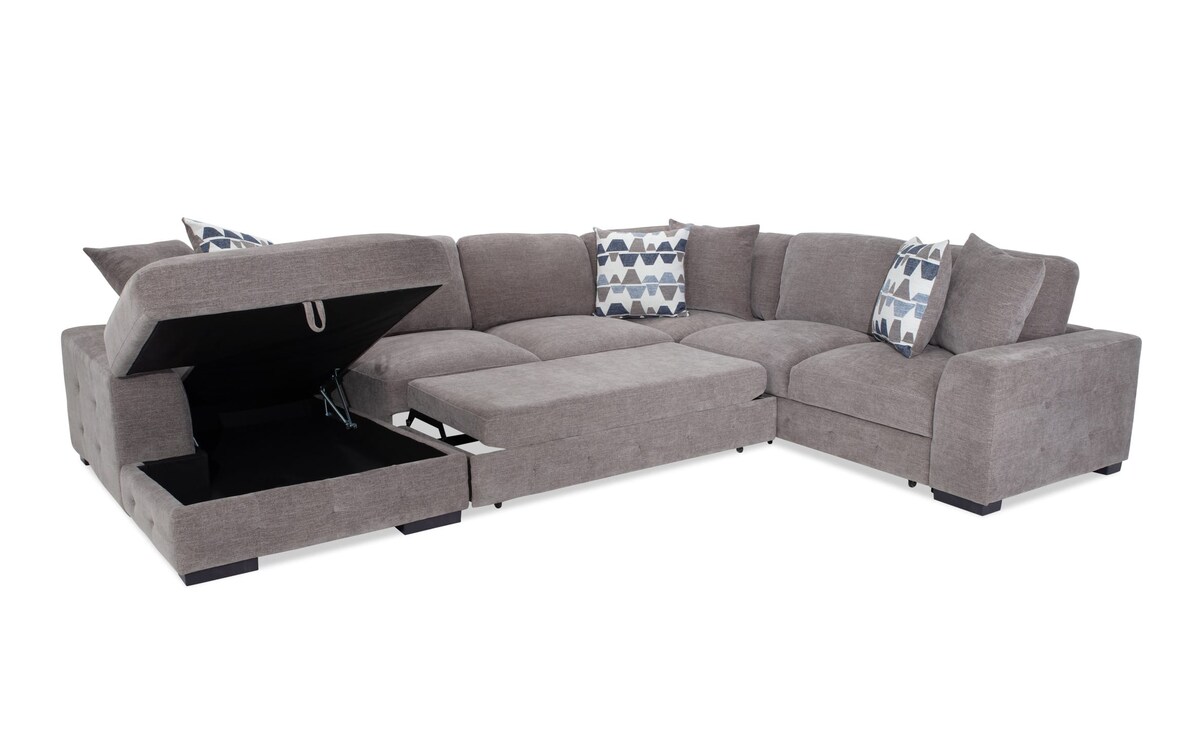 Playground Gray 4 Piece Left Arm Facing Sectional with Armless Pop Up ...