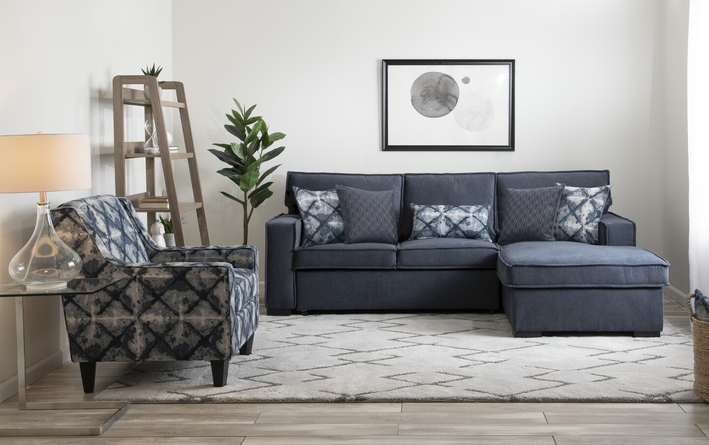 Playscape Denim 94 2 Piece Right Arm Facing Pop Up Sleeper Chaise Sectional