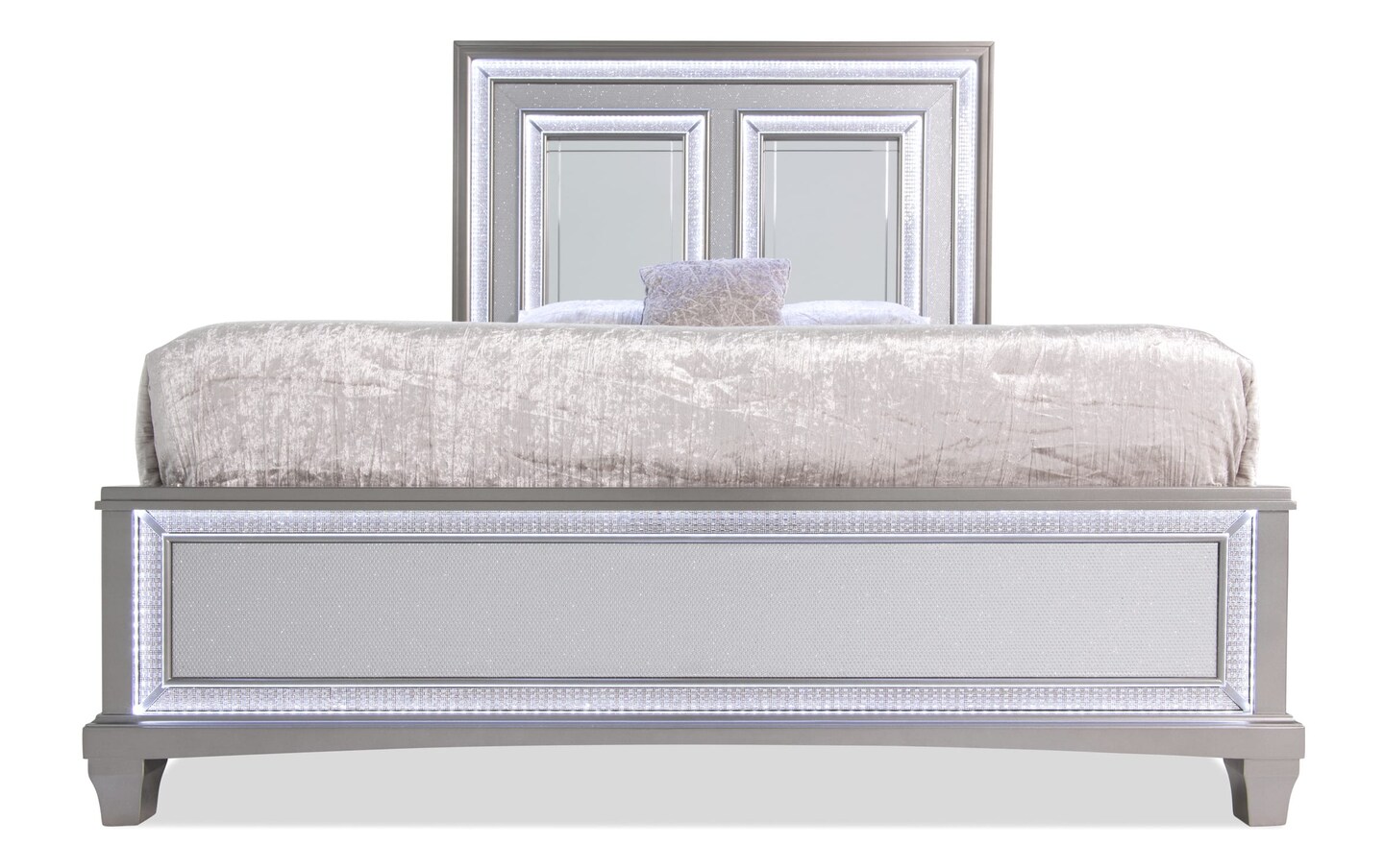 Glamour Queen Gray Mirrored Panel Bed Bob s Discount Furniture Mattress Store