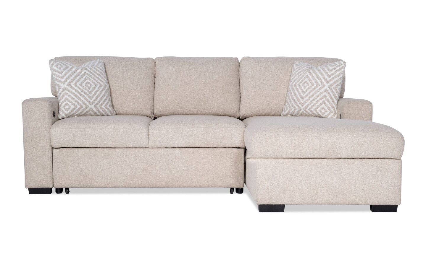 Playday Beige 93 2 Piece Right Arm Facing Pop Up Sleeper Chaise Sectional with USB USB C Ports Bob s Discount Furniture Mattress Store