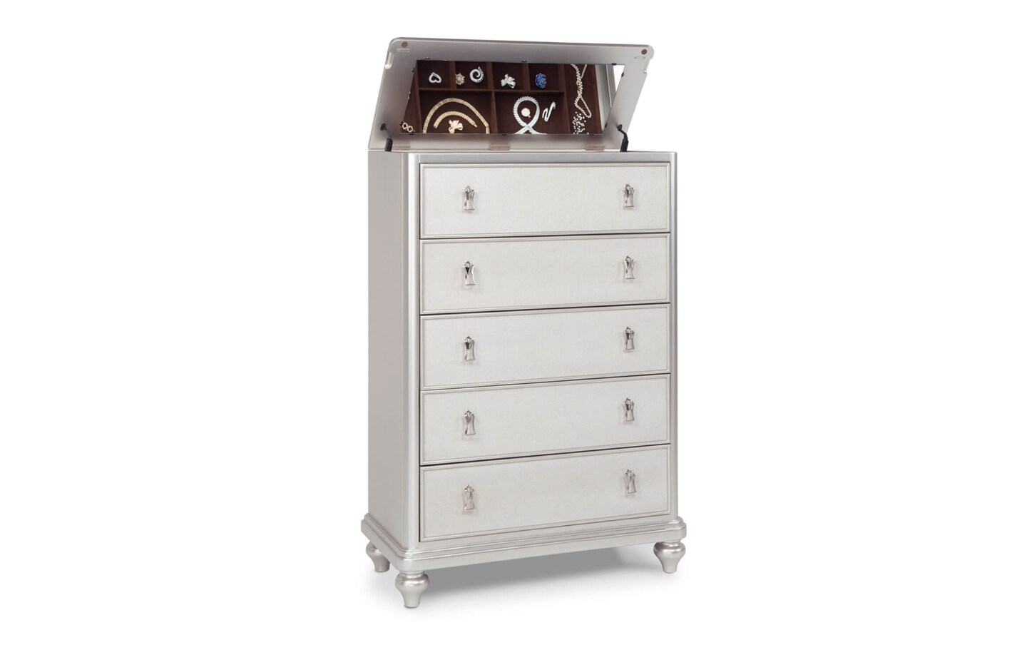 Diva II 5 Piece Queen Platinum Bedroom Set with Vanity