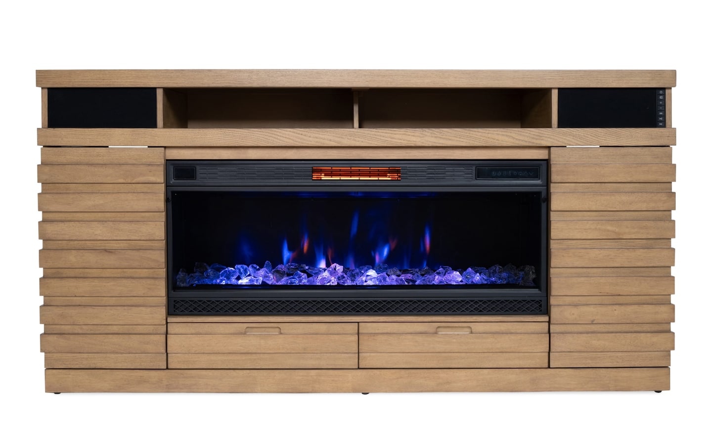 Ember 70 Natural Fully Assembled Fireplace and TV Stand Bob s Discount Furniture Mattress Store