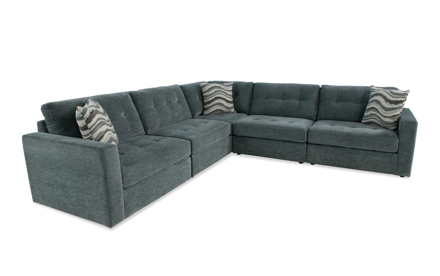 Modular Bob Spa Blue 117 5 Piece Sectional