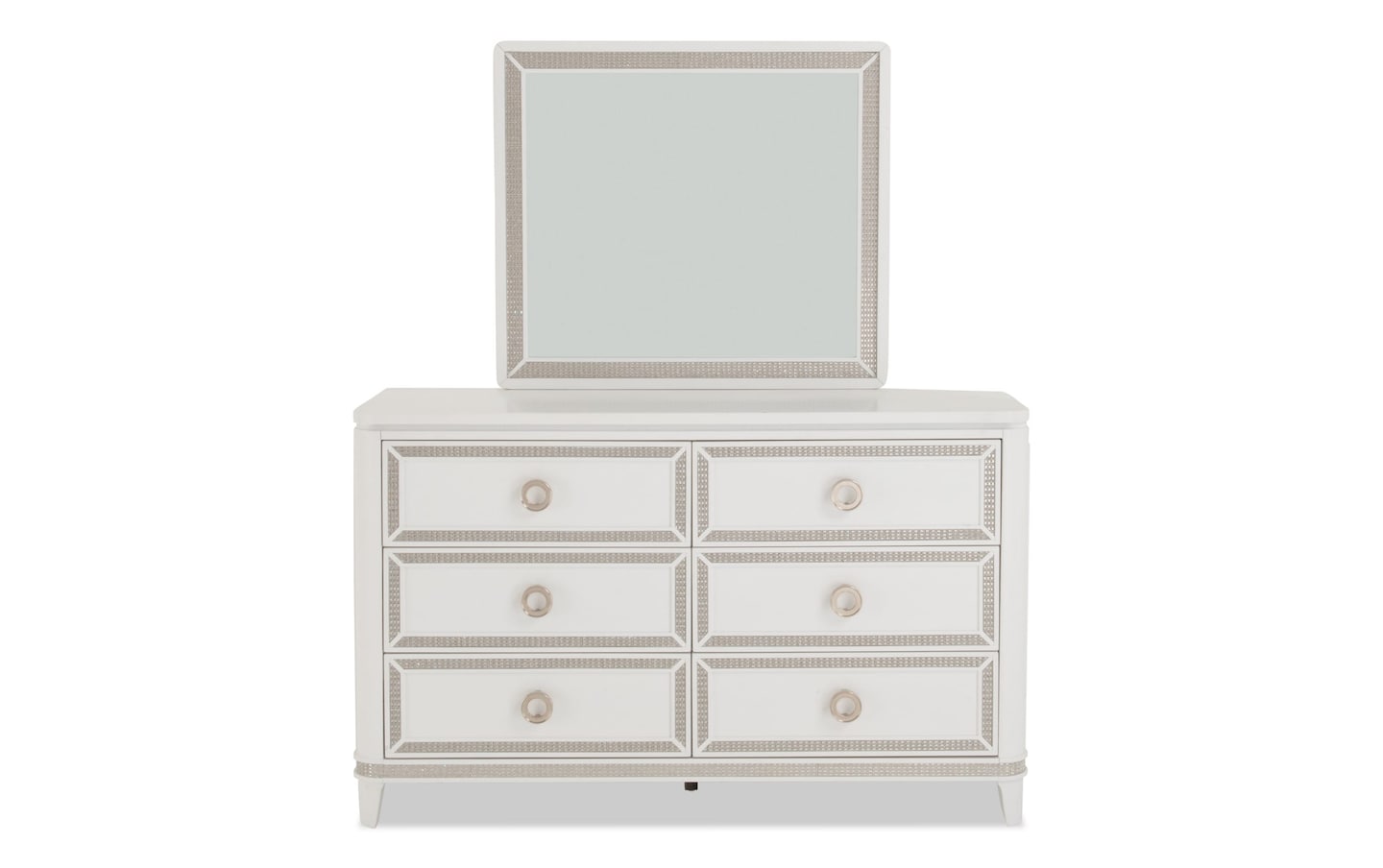Glitz White 6 Drawer Dresser Mirror Bob s Discount Furniture Mattress Store