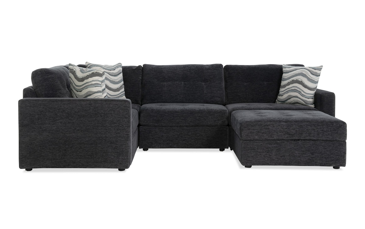 Modular Bob™ Charcoal 117'' 5 Piece Sectional with Storage Ottoman ...