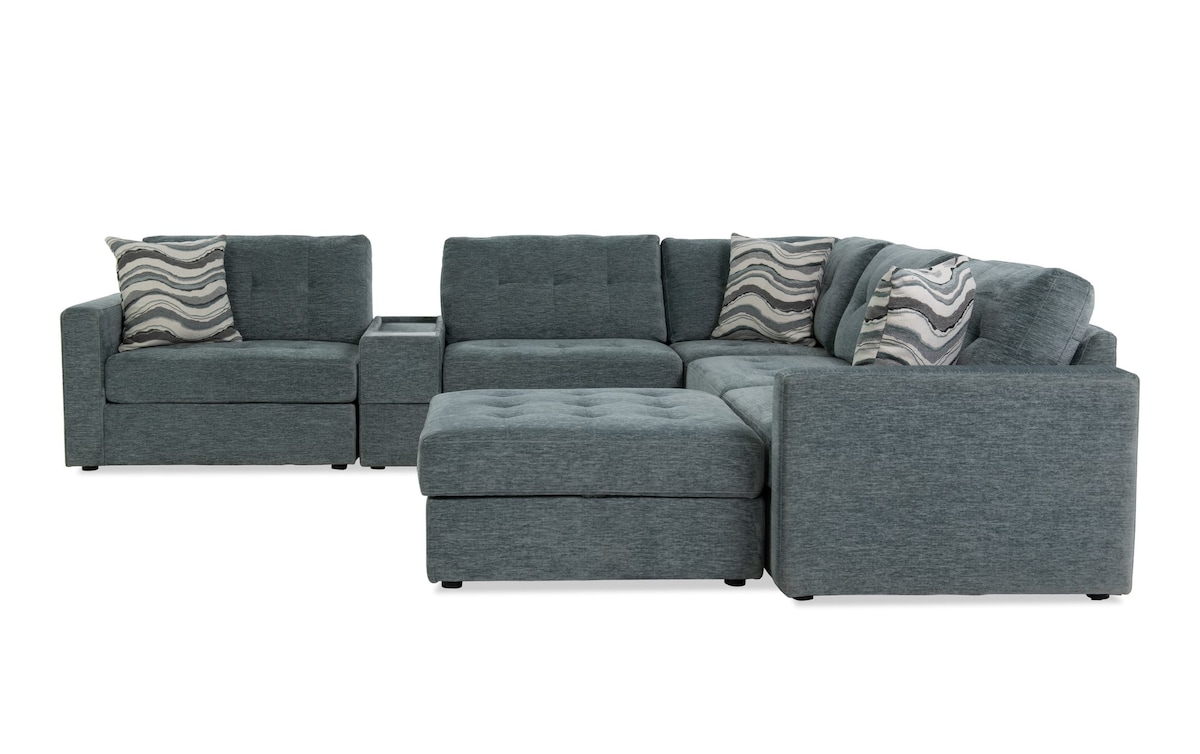 Modular Bob™ Spa Blue 144'' 7 Piece Modular Sectional 1 Left Arm Facing ...