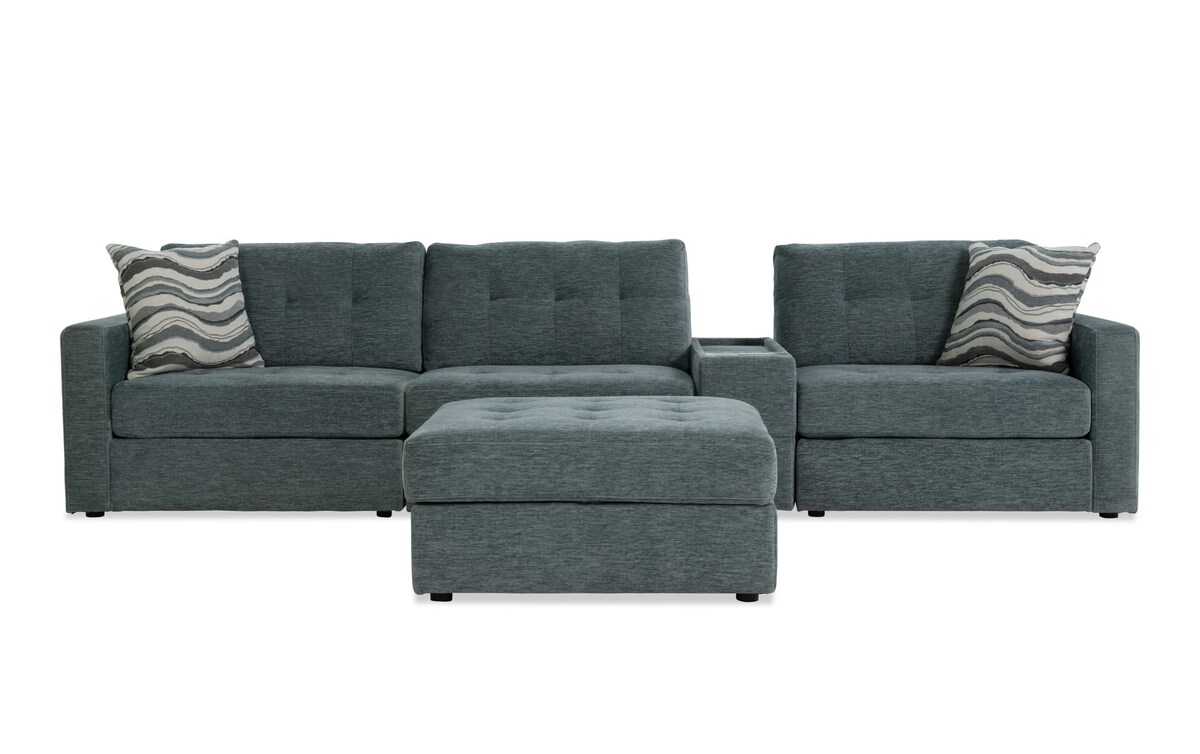Modular Bob™ Spa Blue 132'' 5 Piece Modular Sectional 1 Left Arm Facing ...