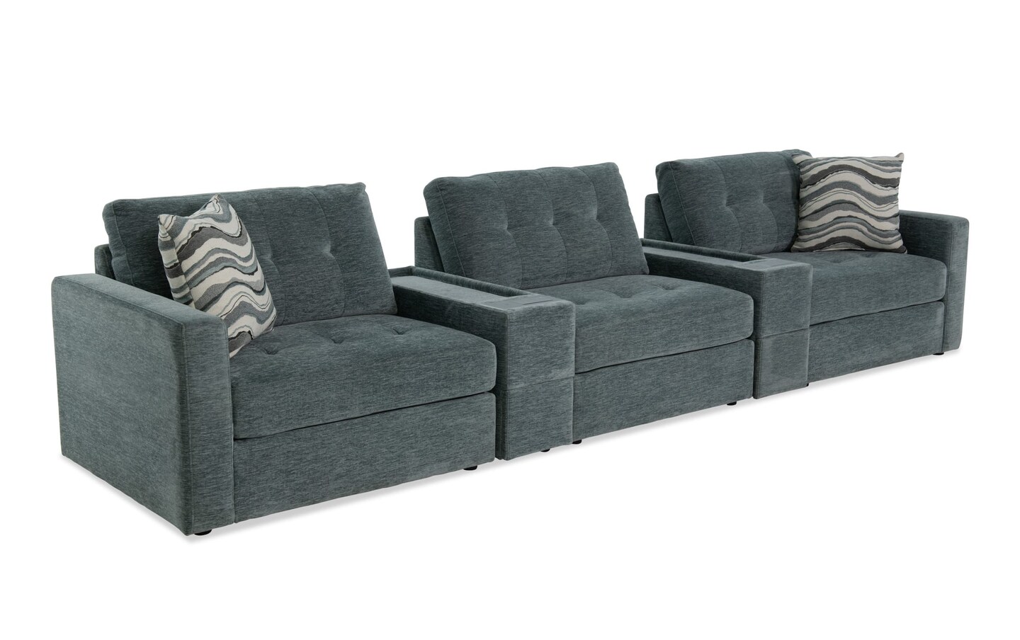 Modular Bob Spa Blue 147 5 Piece Modular Sofa 1 Left Arm Facing Chair 1 Armless Chair 2 Consoles 1 Right Arm Facing Chair Bob s Discount Furniture Mattress Store