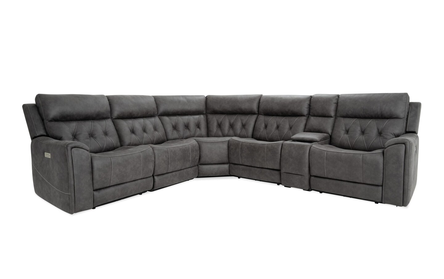 Canyon Steel 126 Power Reclining 6 Piece Sectional with Bluetooth Audio Bob s Discount Furniture Mattress Store