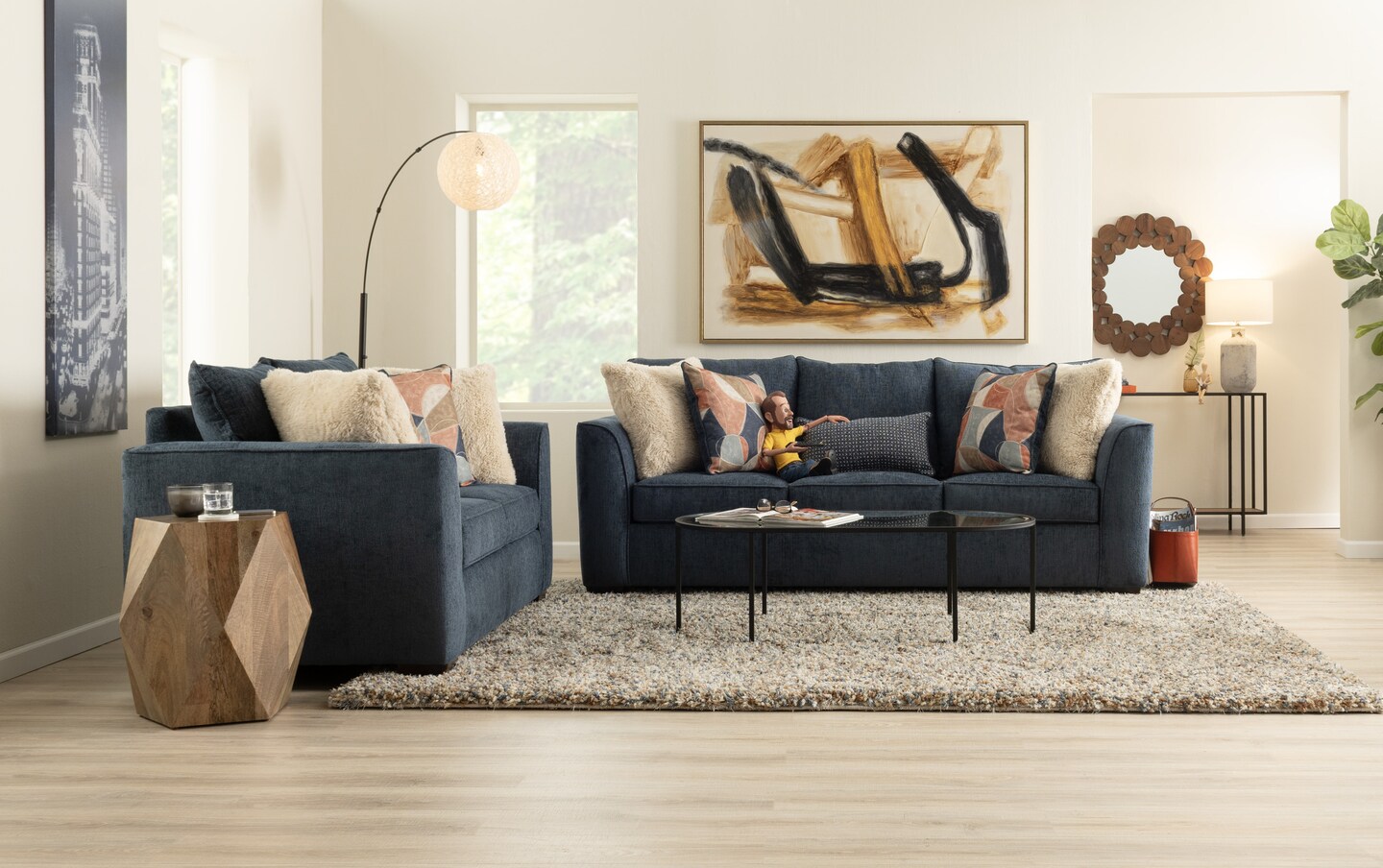 Brynn Navy 38.5 Queen Cooling Sleeper Sofa