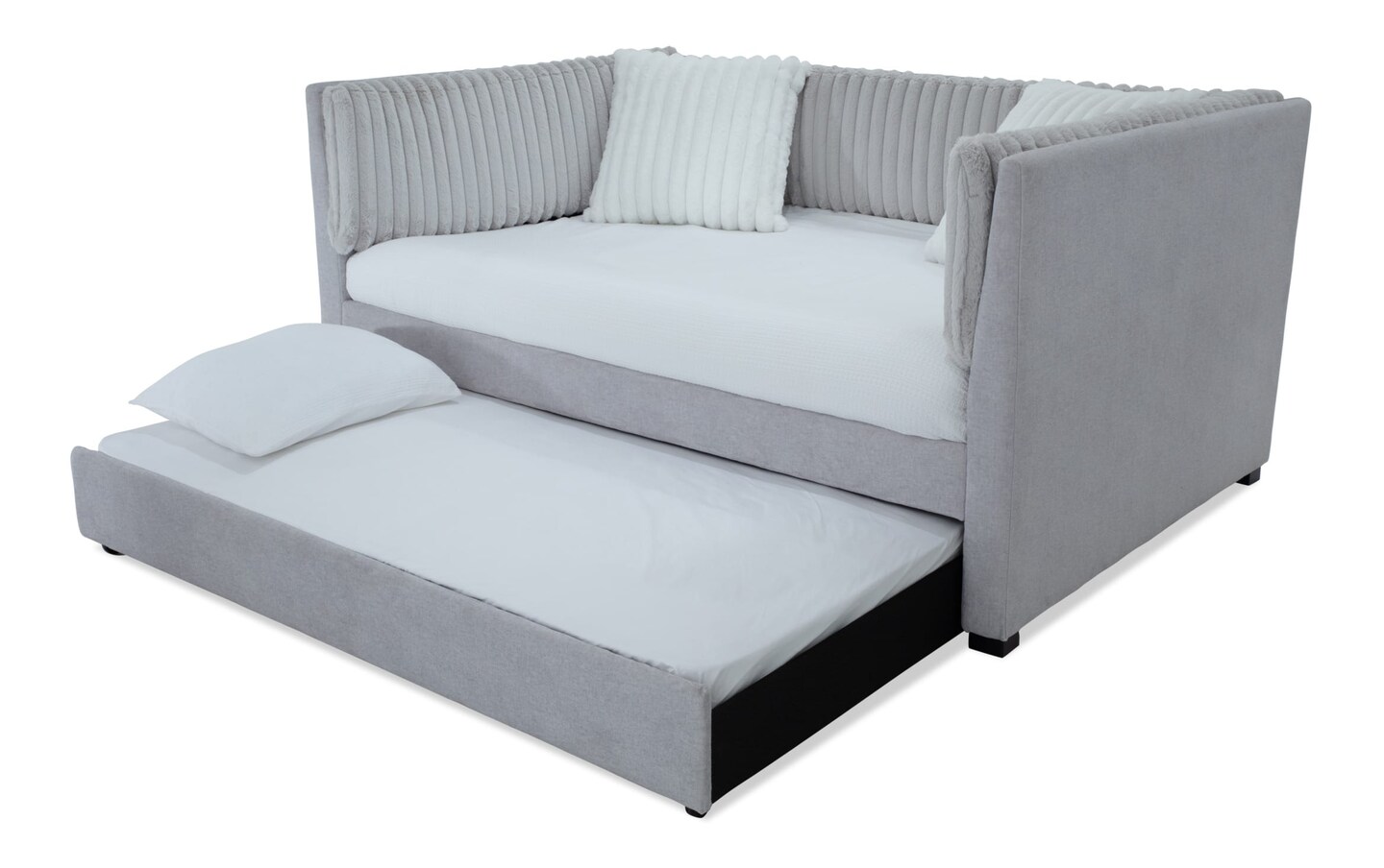 Sofia Twin Gray Upholstered Daybed with Twin Trundle