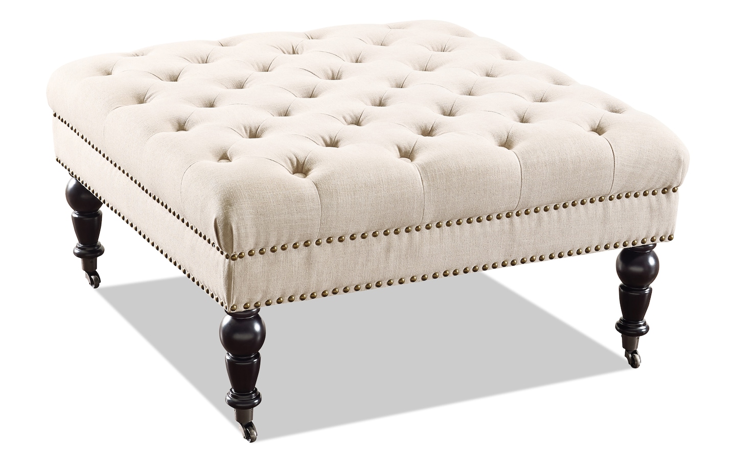 Delfina Natural Square Tufted Ottoman Bobs Discount Furniture