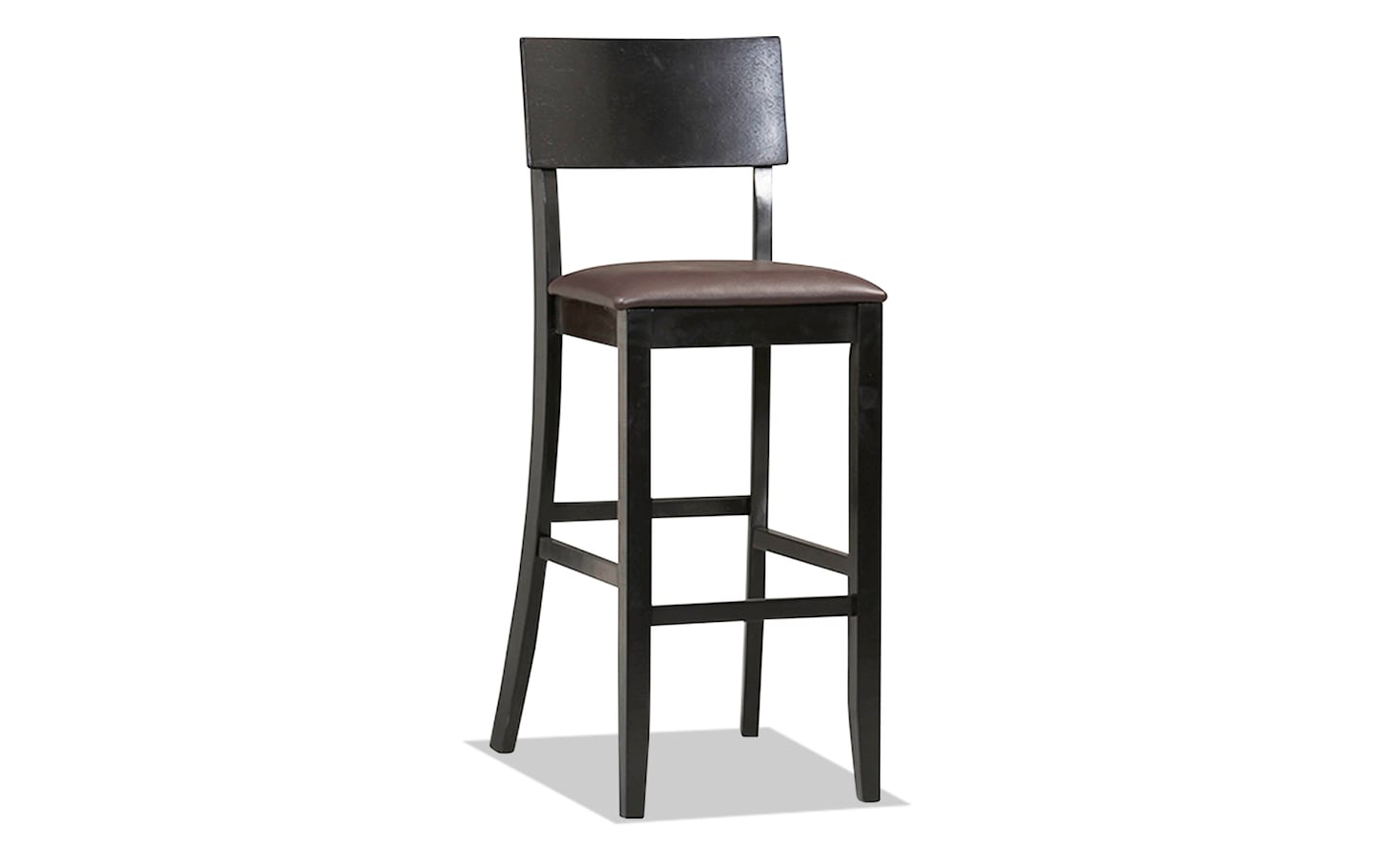 Contemporary Dark Brown Faux Leather Panel Back Bar Height Stool