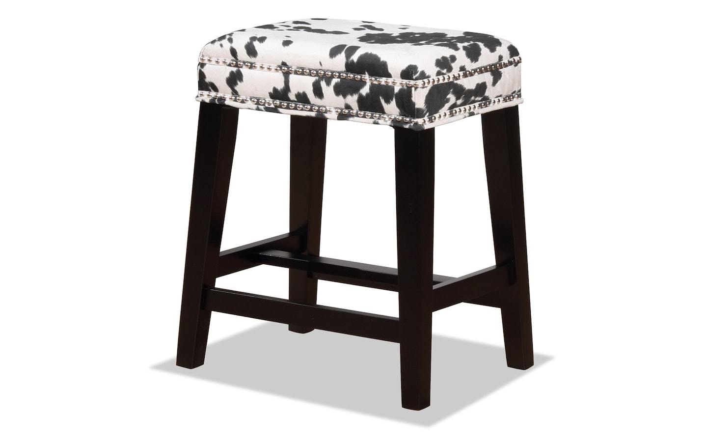 Kristen Cow Print Black Backless Upholstered Counter Height Stool