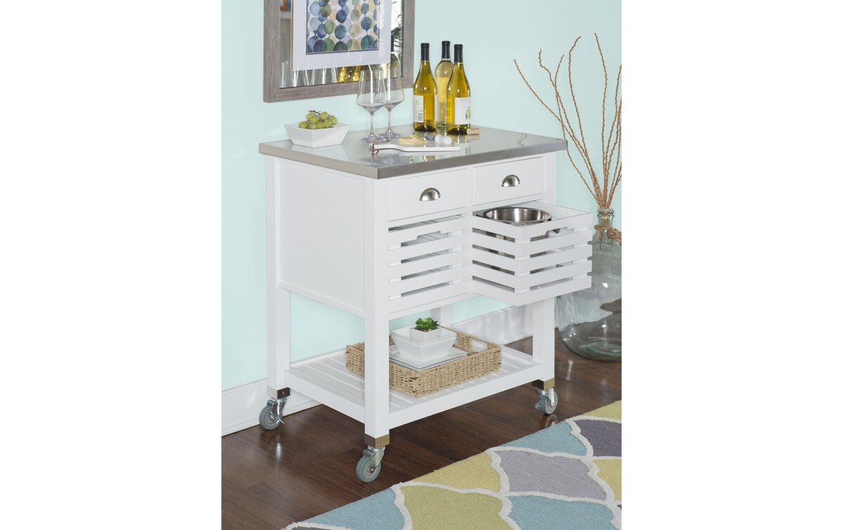 Elsa White Kitchen Cart | white_finish