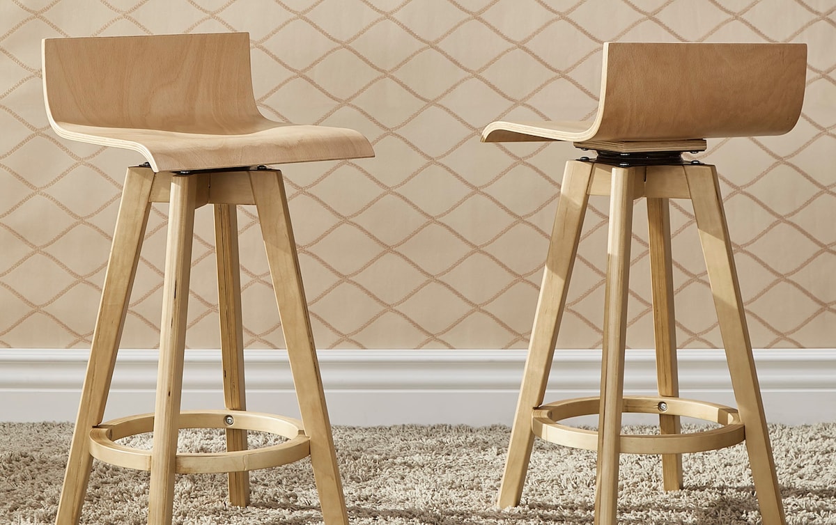 Set of 2 Midi Natural Swivel Counter Stools | natural_finish