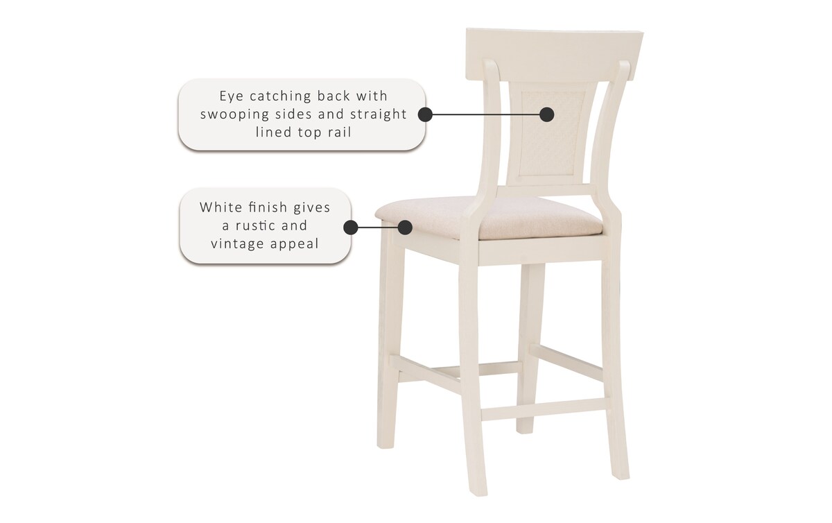 Pacheo White Counter Stool | white_finish