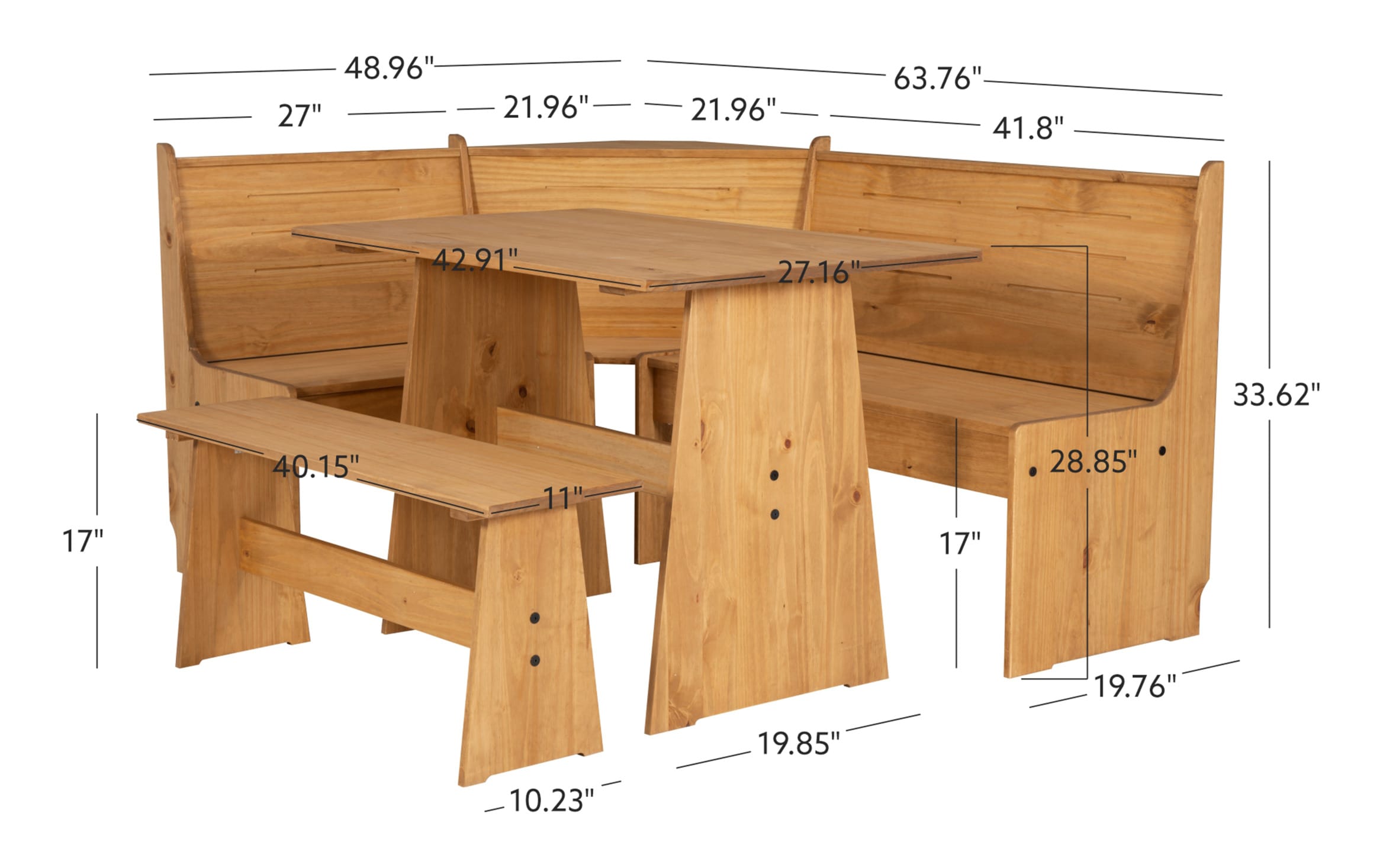 Willa Natural Nook with Table & Bench | natural_finish