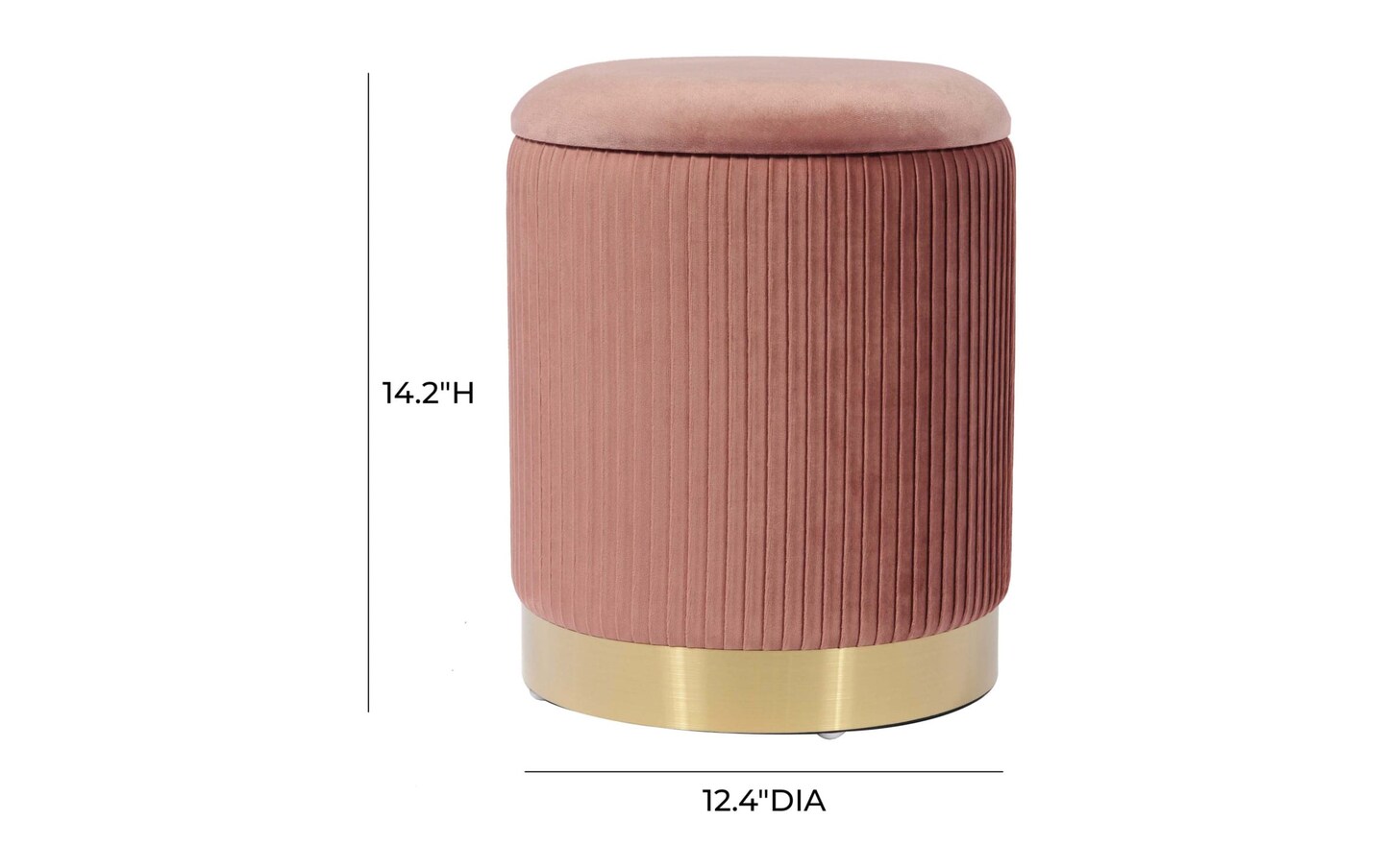 Rain Black Velvet Storage Ottoman Blush Color