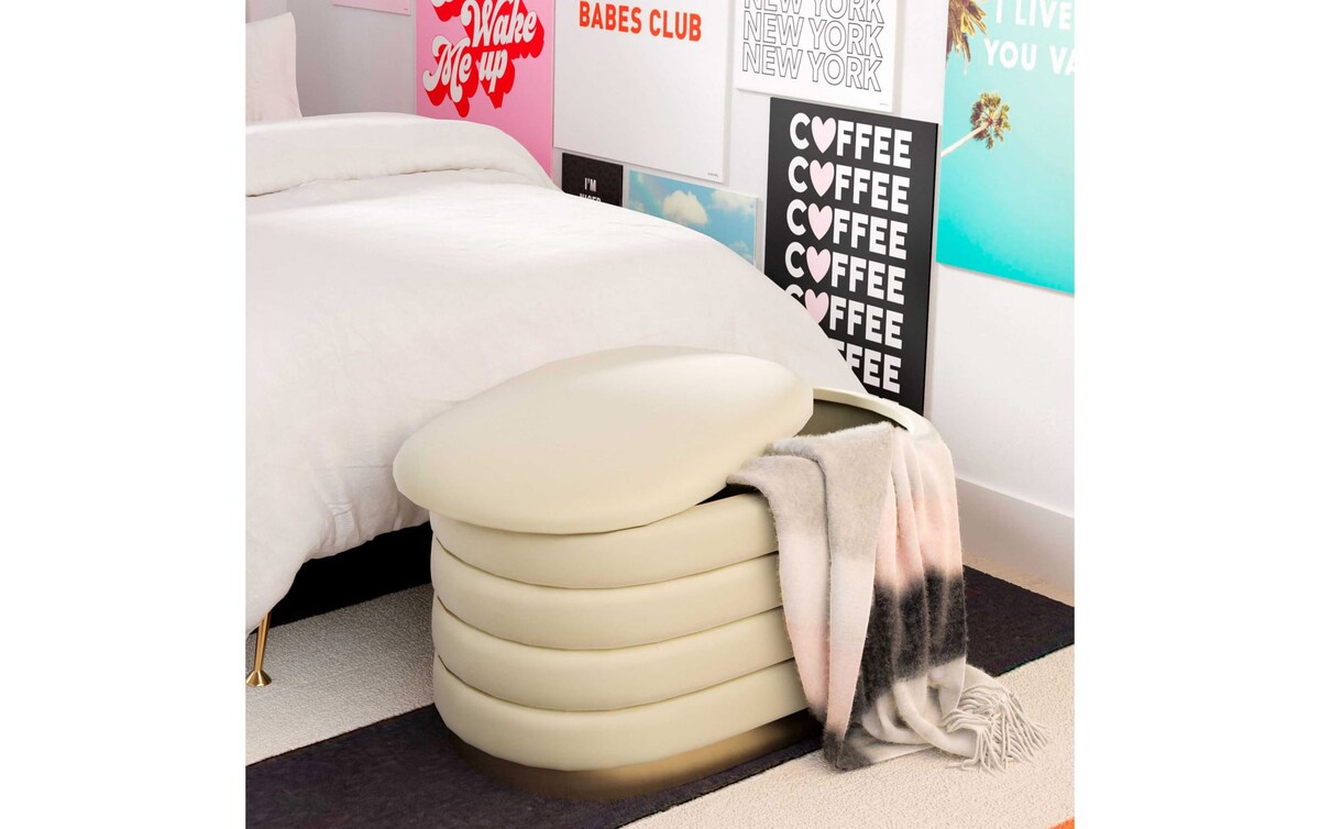 Larson Cream Velvet Storage Bench | cream_color